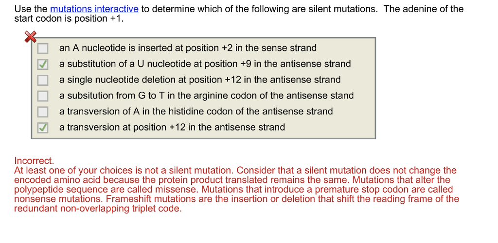 Solved Use The Mutations Interactive To Determine Which Of