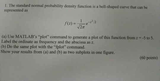 Solved The standard normal probability density function is a | Chegg.com