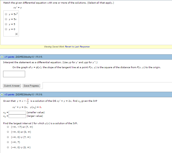 Solved Match the given differential equation with one or | Chegg.com