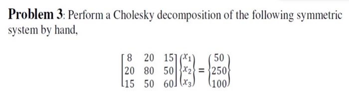 Solved Perform a Cholesky decomposition of the following | Chegg.com