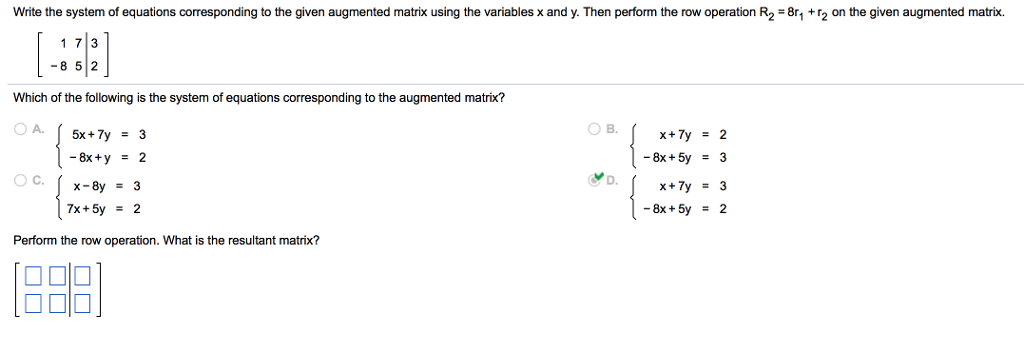 Solved Write the system of equations corresponding to the | Chegg.com