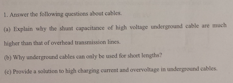 Solved Answer the following questions about cables. Explain | Chegg.com