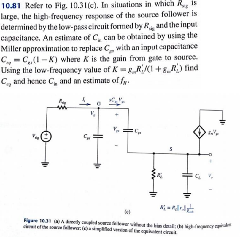 Solved in which Rig is 10.81 Refer to Fig. 10.31(c). In | Chegg.com