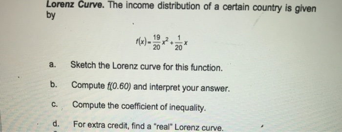 Solved Lorenz Curve. The income distribution of a certain | Chegg.com