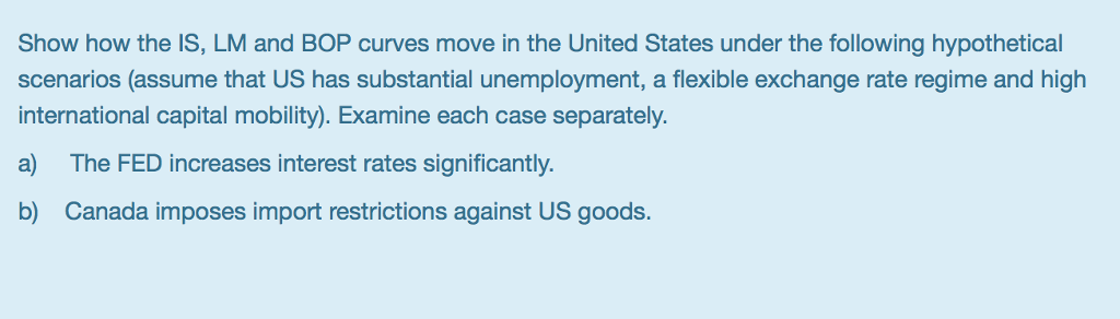 Show how the IS, LM and BOP curves move in the United | Chegg.com