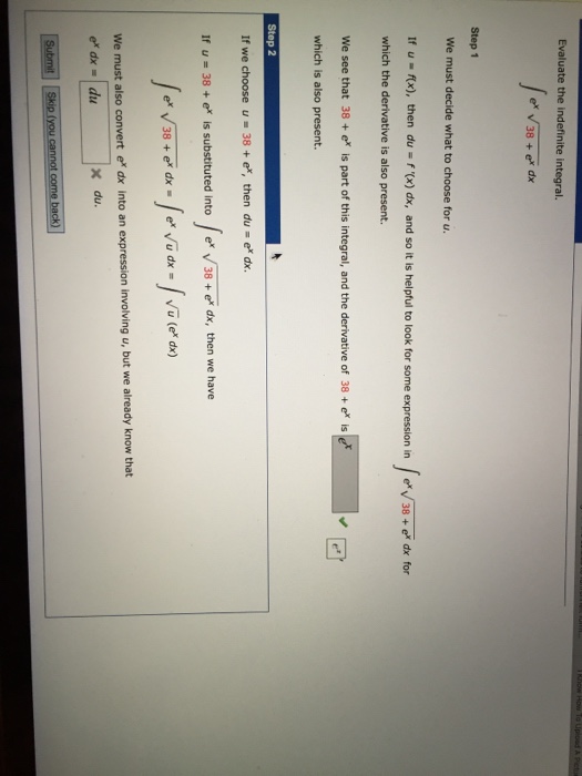 Solved Evaluate the indefinite integral. integral e^x square | Chegg.com
