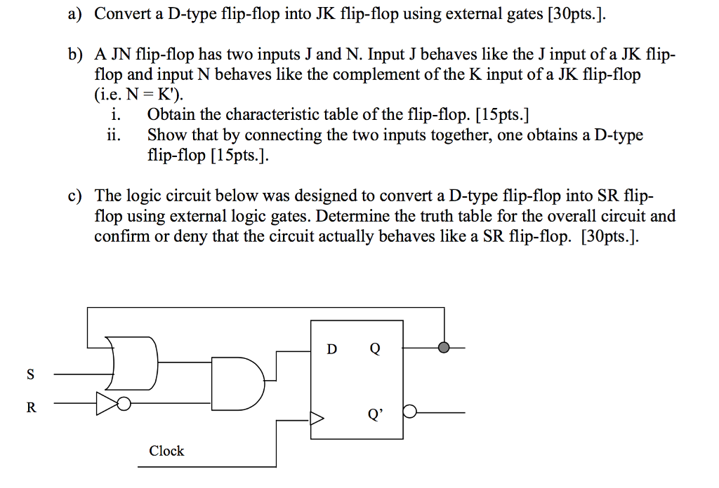 Solved A Convert A D Type Flip Flop Into Jk Flip Flop Using
