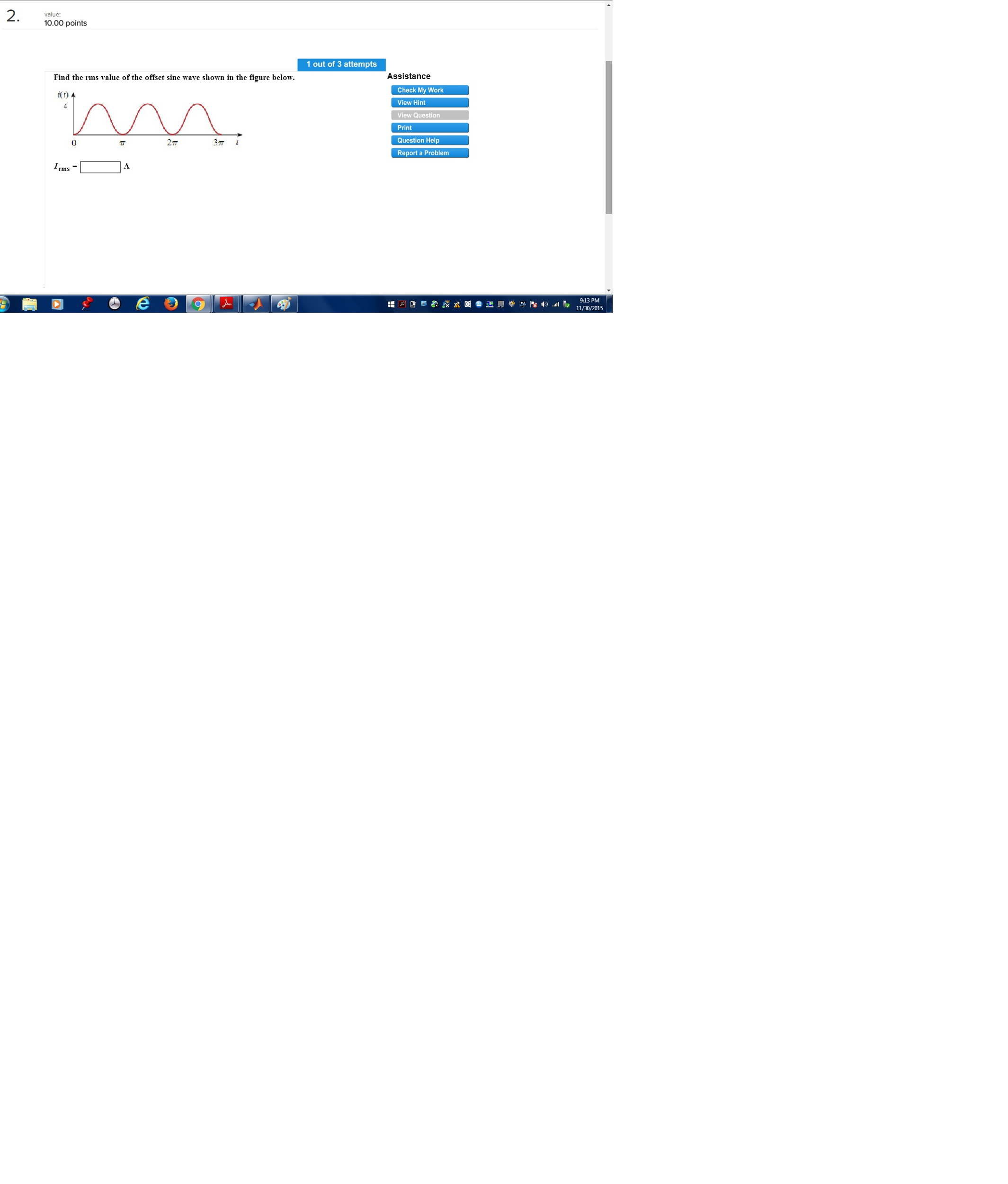 Solved Find the rms value of the offset sine wave shown in | Chegg.com