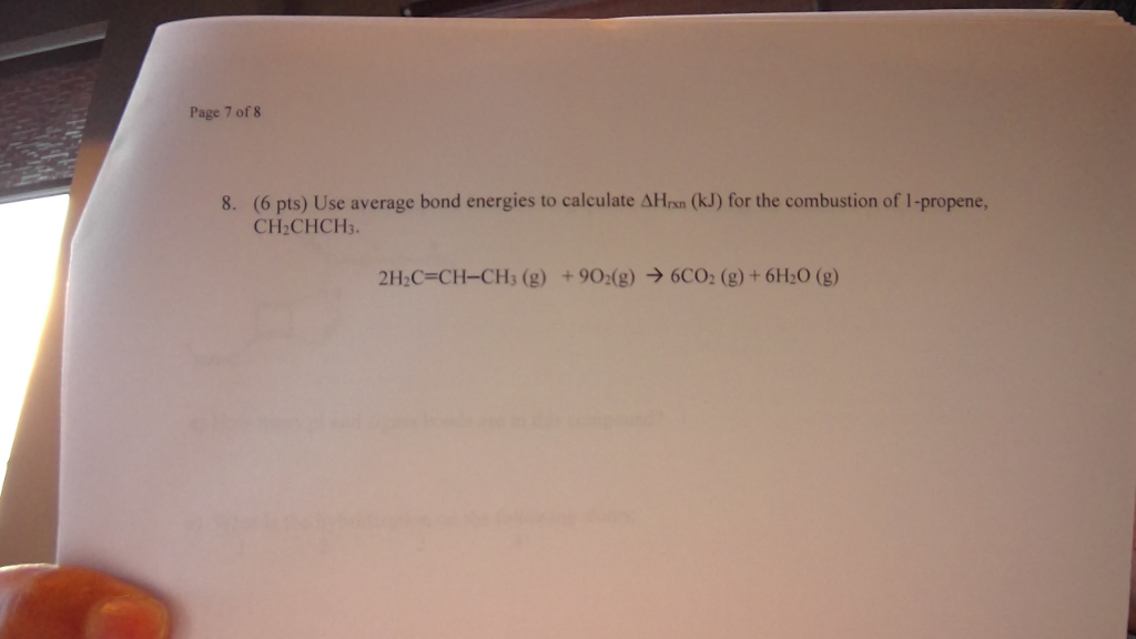 Solved Use average bond energies to calculate Delta H_rxn | Chegg.com