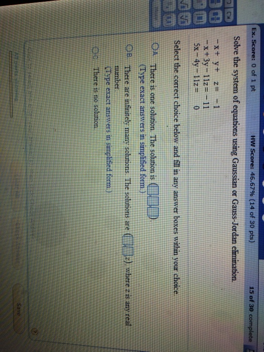 Solved Solve The System Of Equations Using Gaussian Or