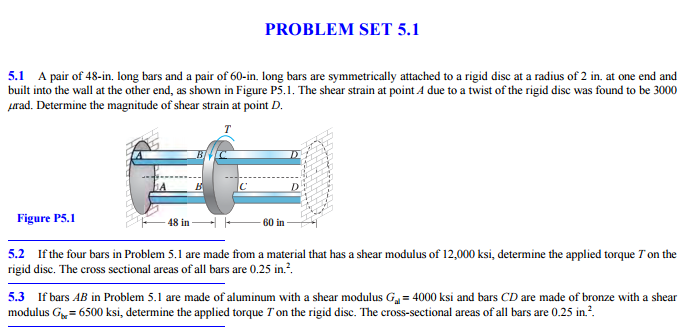 PROBLEM SET 5.1 5.1 A pair of 48-in. ong bars and a | Chegg.com
