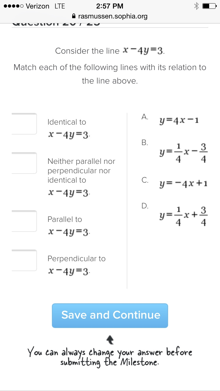Solved Consider the line x - 4y=3 Match each of the | Chegg.com