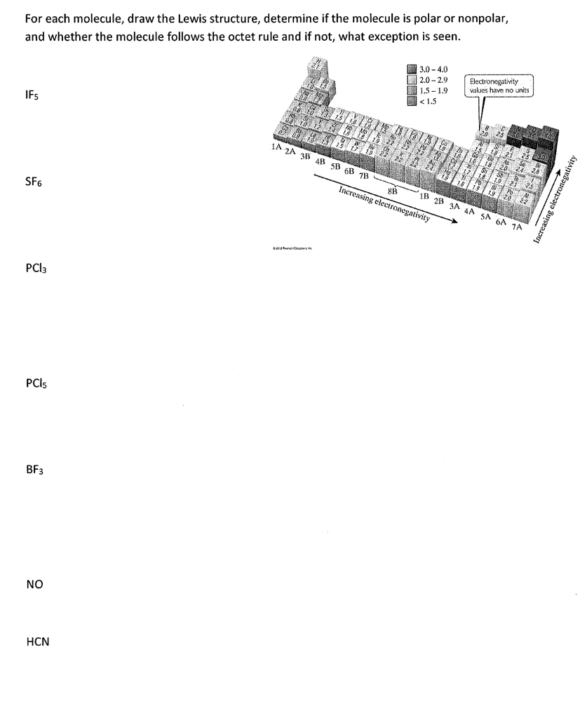 Solved For each molecule, draw the Lewis structure, | Chegg.com