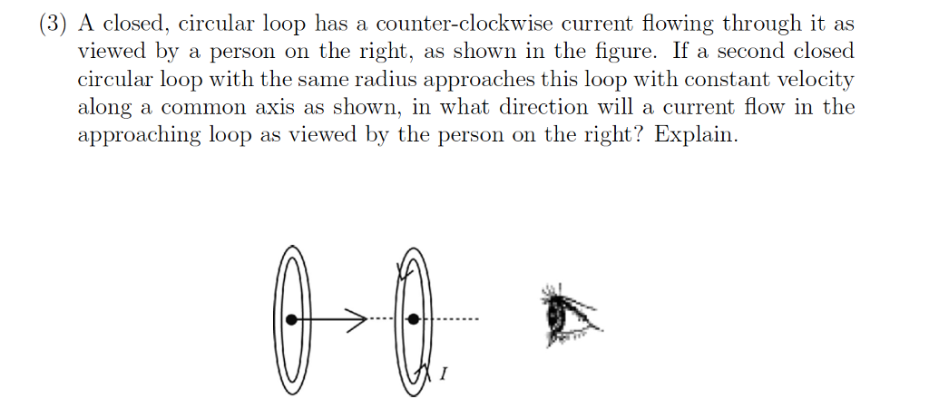 Solved (3) A closed, circular loop has a counter-clockwise | Chegg.com
