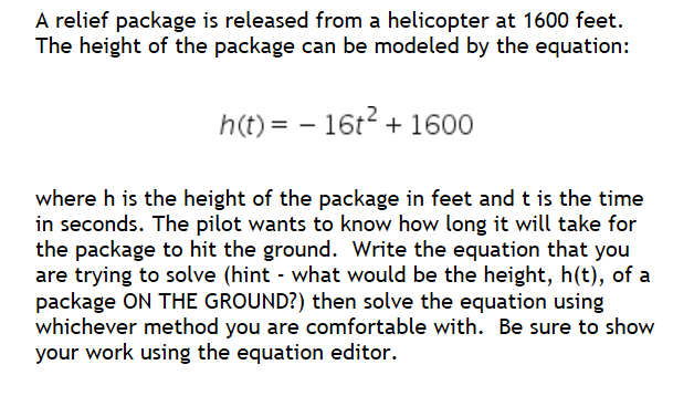 Solved A relief package is released from a helicopter at | Chegg.com
