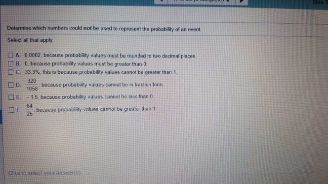 Solved hisT Determine which numbers could not be used to | Chegg.com