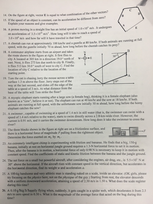 Solved 14. On the figure at right, vector E is equal to what | Chegg.com