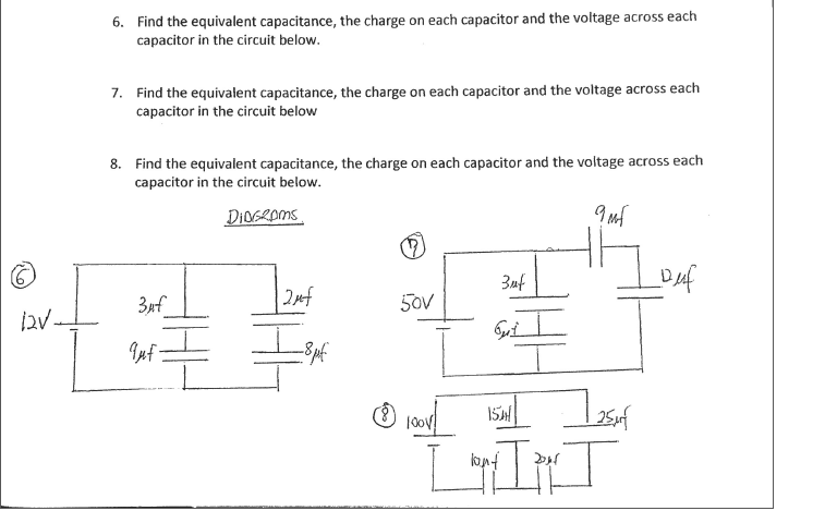 Solved Find the equivalent capacitance, the charge on each | Chegg.com