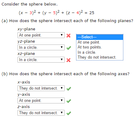 Solved Consider the sphere below. (x 3) (y 5) 2 (z 4) J 25 | Chegg.com