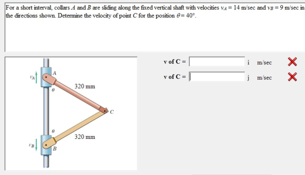Solved For a short interval, collars and B are sliding along | Chegg.com