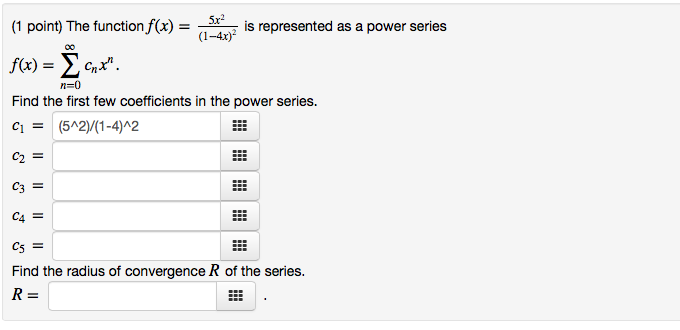 Solved (1 point) The function f(x)- is represented as a | Chegg.com