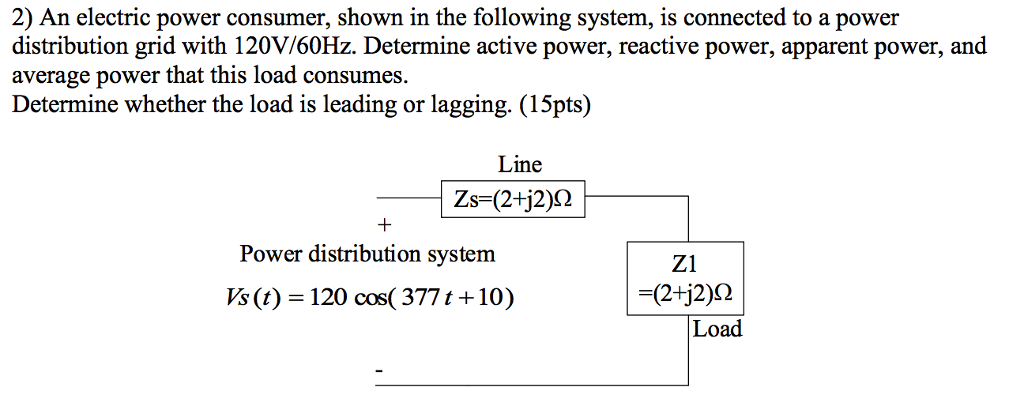 Solved 2) An electric power consumer, shown in the following | Chegg.com