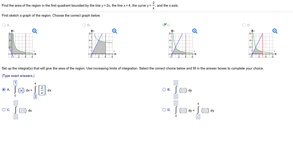 Solved Find the area of the region in the first quadrant | Chegg.com