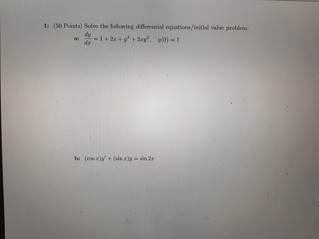 Solved 1: (50 Points) Solve the following differential | Chegg.com