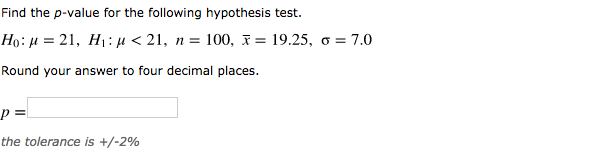 Solved Find the p-value for the following hypothesis test. | Chegg.com
