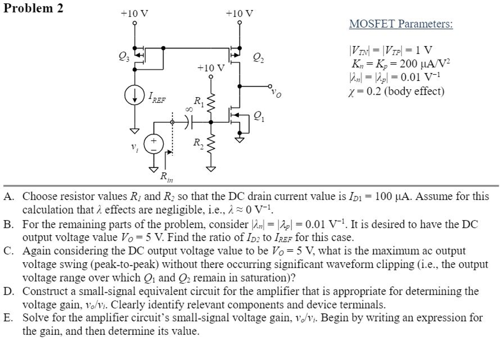 Solved Choose resistor values R; and R: so that the DC | Chegg.com