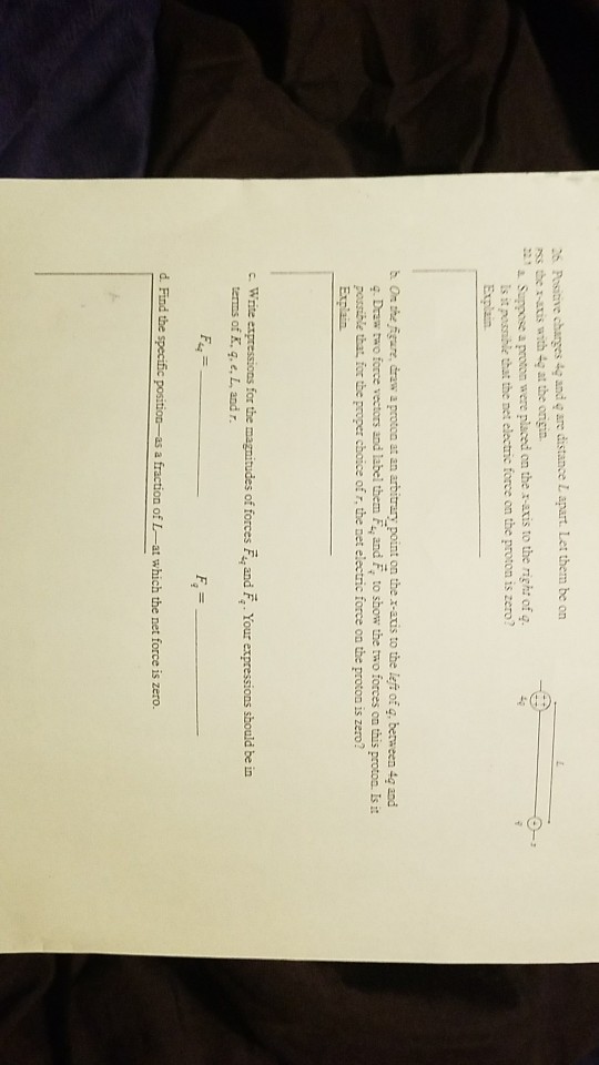 Solved Positive charges 4q and q are distance L apart. Let | Chegg.com