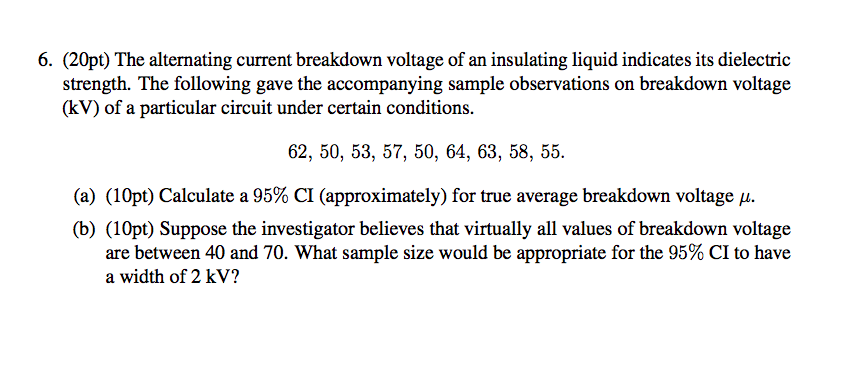 Solved The alternating current breakdown voltage of an | Chegg.com