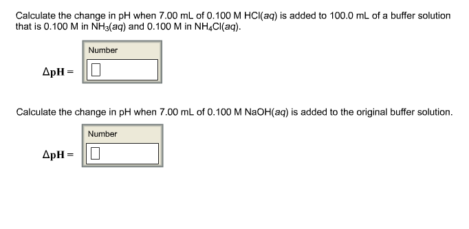 Solved Calculate the change in pH when 7.00 mL of 0.100 M | Chegg.com