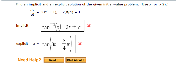 Solved Find An Implicit And An Explicit Solution Of The