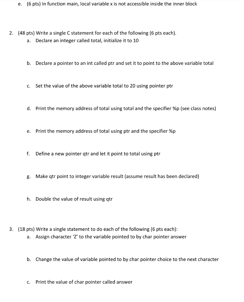 Solved 34 Pts Consider The Following Program With Only The 