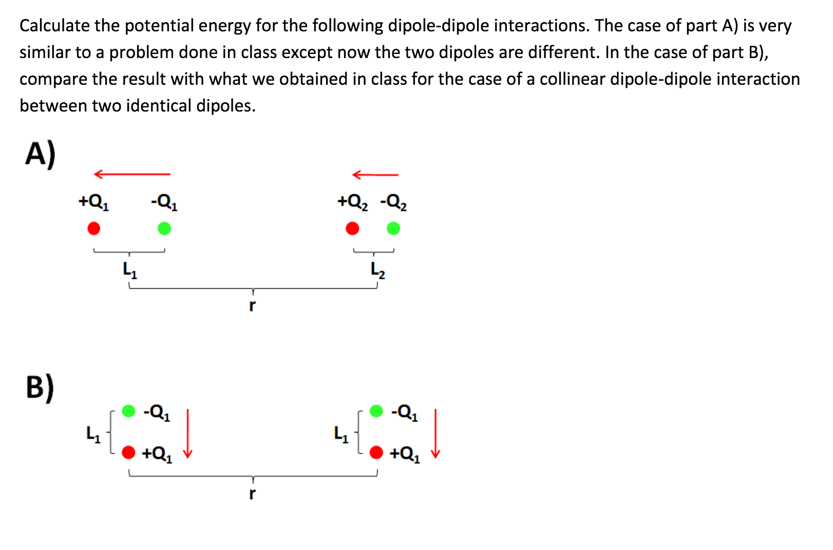 Solved Calculate the potential energy for the following | Chegg.com