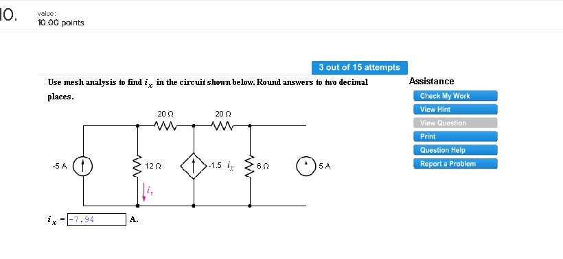 Solved Use mesh analysis to find i_x in the circuit shown | Chegg.com