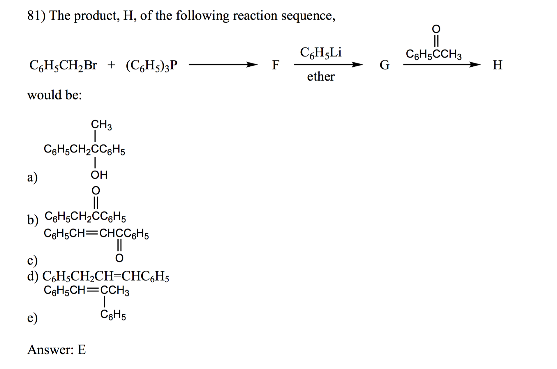 Solved The product, H, of the following reaction sequence, | Chegg.com