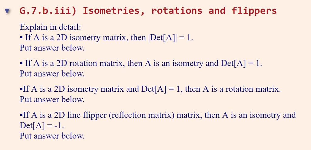 Solved Isometries, rotations and flippers Explain in | Chegg.com