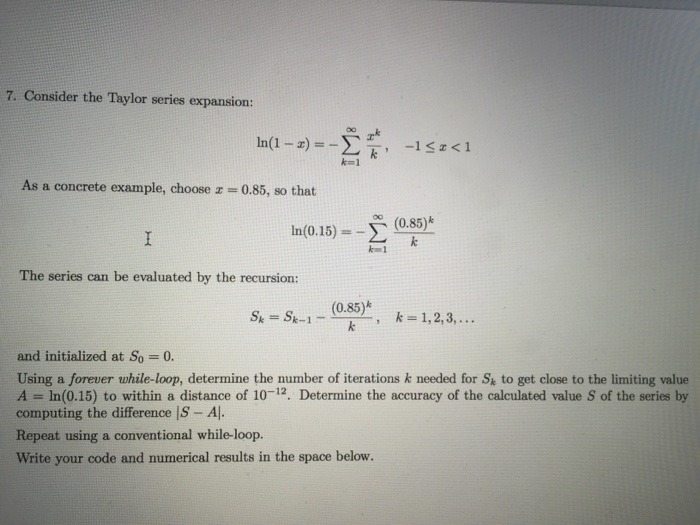 Solved Consider the Taylor series expansion: As a concrete | Chegg.com