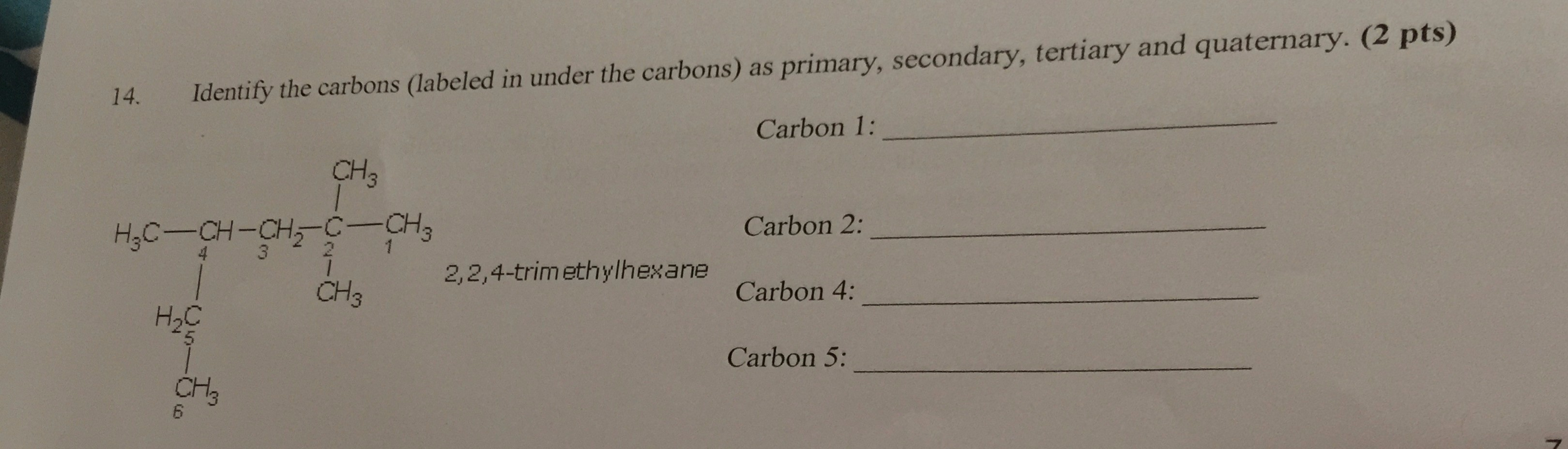 Solved Identify the carbons (labeled in under the carbons) | Chegg.com