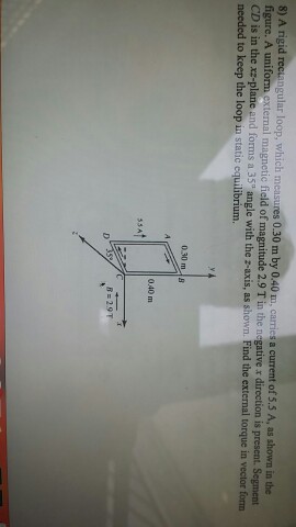 Solved A rigid rectangular loop, which measures 0.30 m by | Chegg.com
