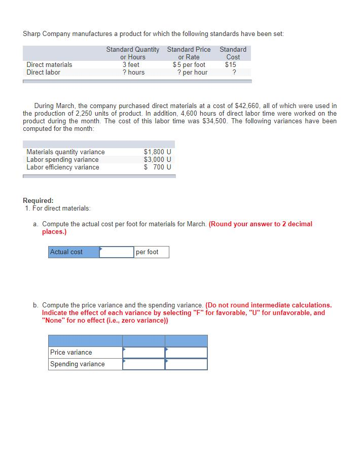 Solved Sharp Company manufactures a product for which the | Chegg.com