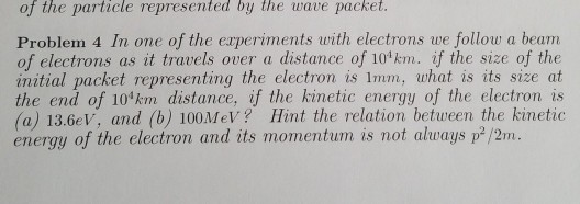 Solved of the particle represented by the wave packet. | Chegg.com