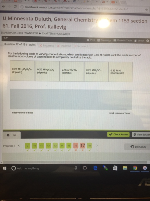 Solved For the following acids of varying concentrations, | Chegg.com