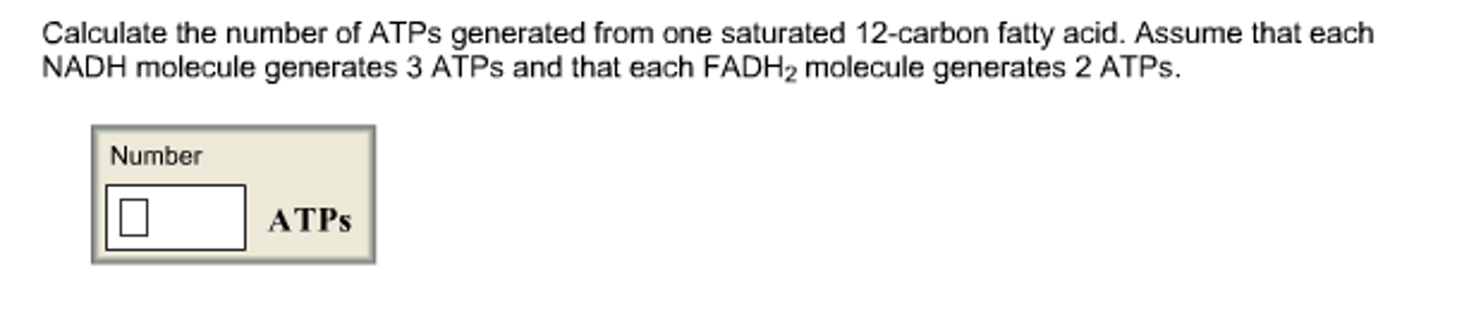 Solved Calculate the number of ATPs generated from one | Chegg.com