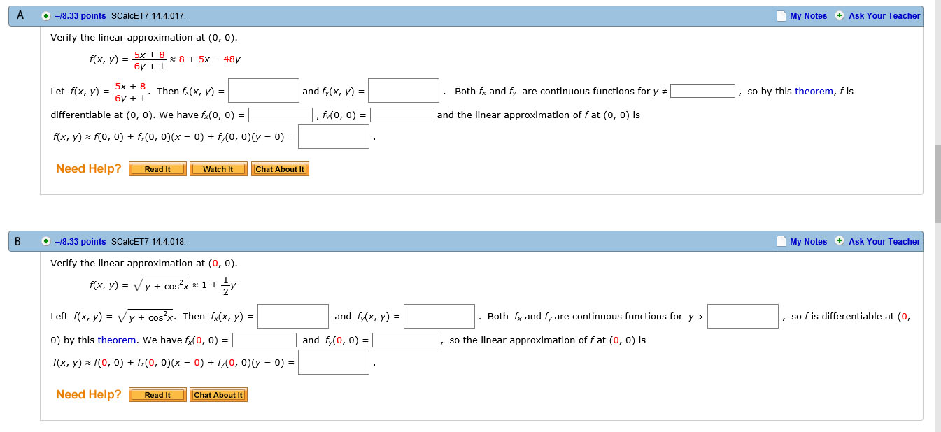 Solved Verify the linear approximation at (0, 0). f(x, y) = | Chegg.com Solved Verify the linear approximation at (0, 0). f(x, y) = | Chegg.com
