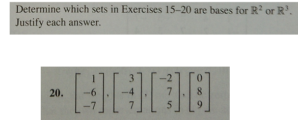 Solved Determine which sets in Exercise 15-20 are bases for | Chegg.com