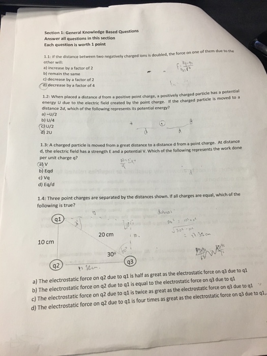 Solved Section 1: General Knowledge Based Questions Answer | Chegg.com