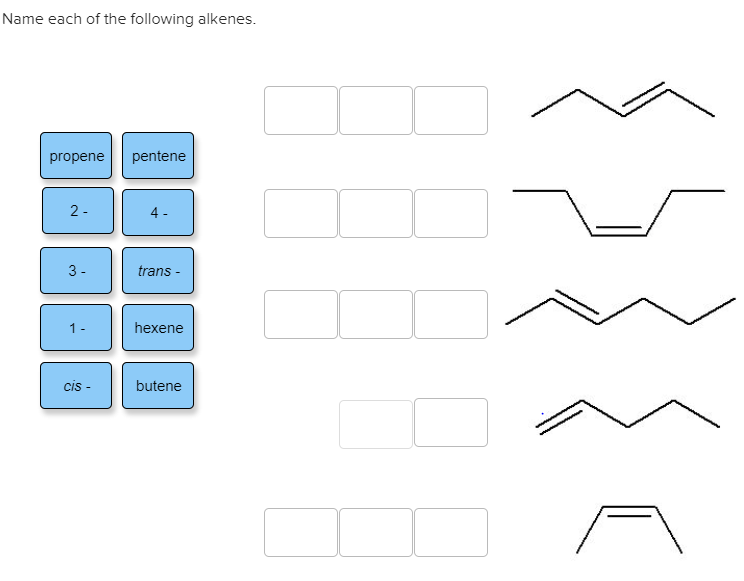 Solved Name each of the following alkenes. propenepentene 2 | Chegg.com